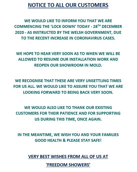 Customer Notice Regarding Welsh Government Lockdown, December 2020 ...